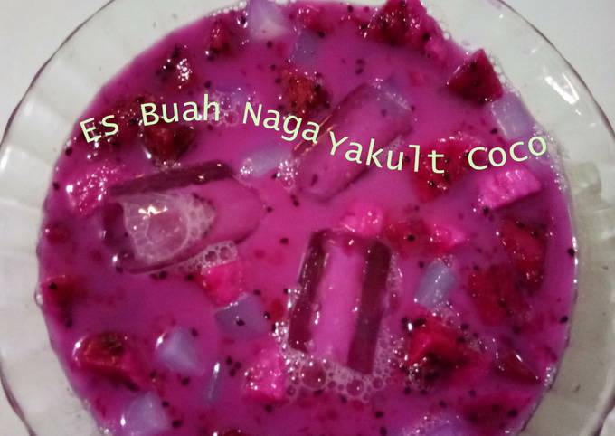 Resep Es Buah Naga Merah Yakult Nata de Coco oleh baha.giah - Cookpad
