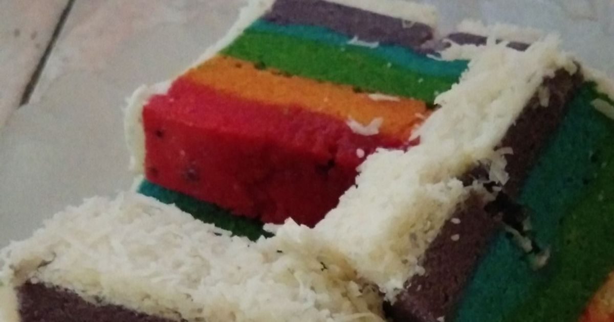 Resep Rainbow Cake Kukus Anti Gagal Langsung Tumpuk (No Santan) oleh dr ...