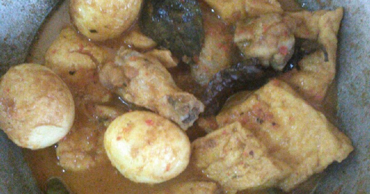 Resep Telor ayam tahu bumbu kuning oleh cici maria - Cookpad