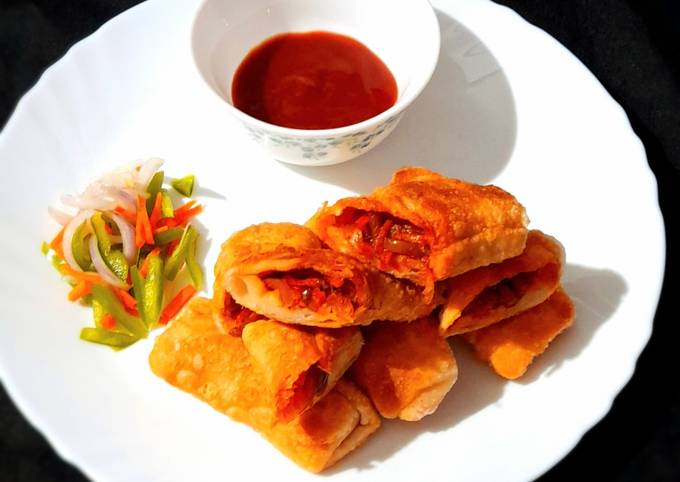 Veg Spring Roll Recipe by Sanuber Ashrafi - Cookpad