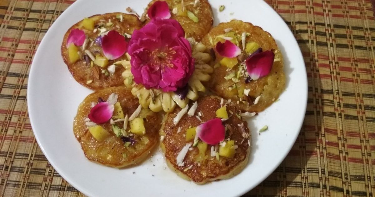 Pineapple Malpua In Gulab Chashni Recipe by Ruchita Saxena - Cookpad