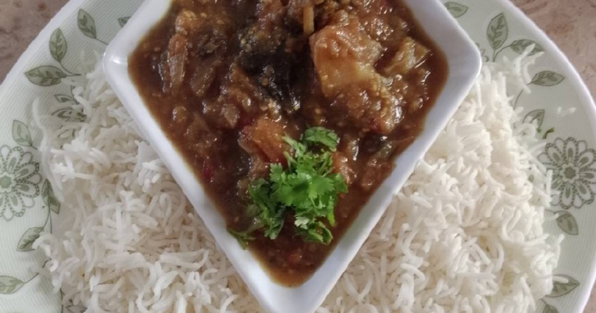 Brinjal (egg plant) Bharta with Rice Recipe by Ghazala Naeem - Cookpad