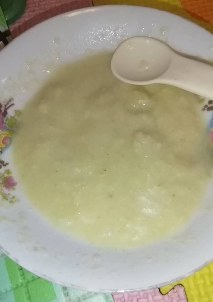 Resep Bubur saring nasi tempe sawi putih MPASI oleh dina - Cookpad