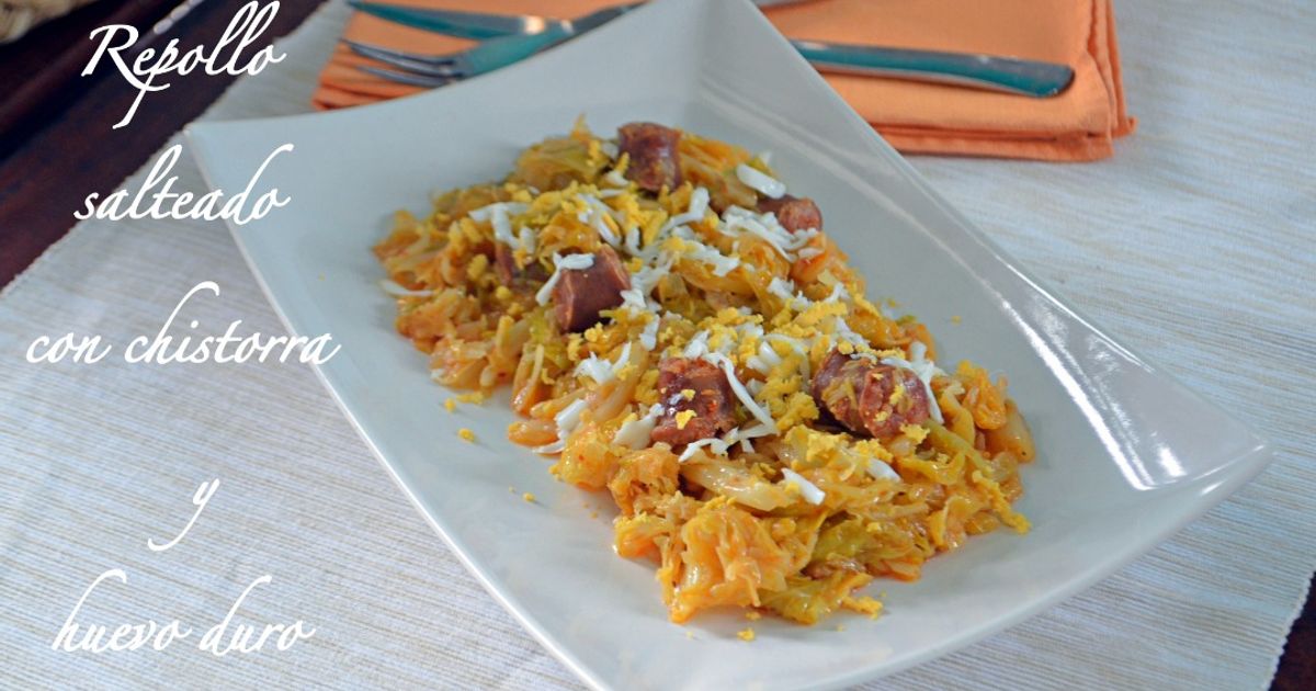 Repollo Salteado Con Chistorra Y Huevo Duro. (Thermomix) Receta de PILAR