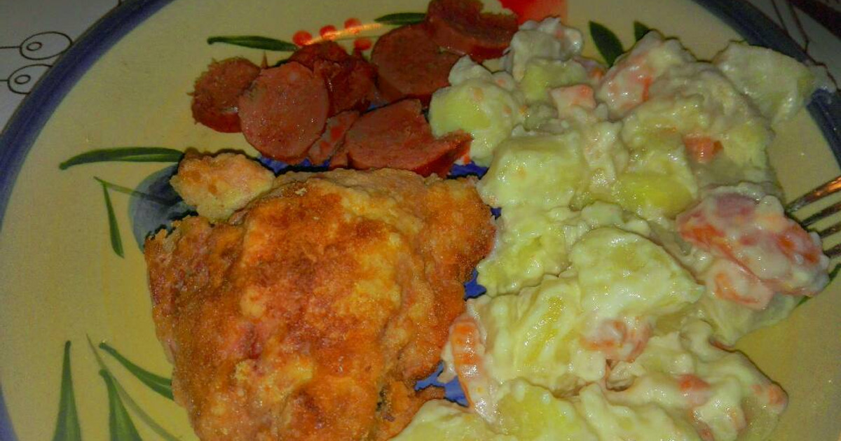 Papas Mayo Con Pollo Al Tomate Apanado Receta de Esteban Rap- Cookpad