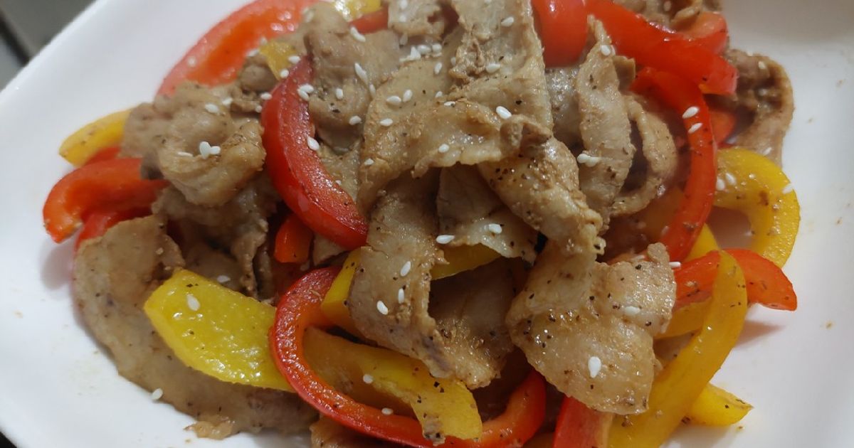 Lazy Chinese Stir Fry Pork Slice With Bell Peppers Recipe by LazyCook ...