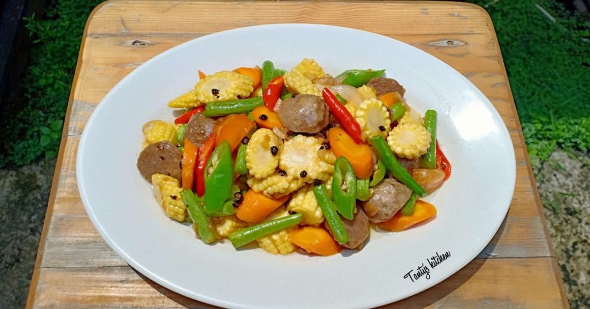 Resep Tumis Bakso Sayur Lada Hitam oleh Tanty suryati - Cookpad