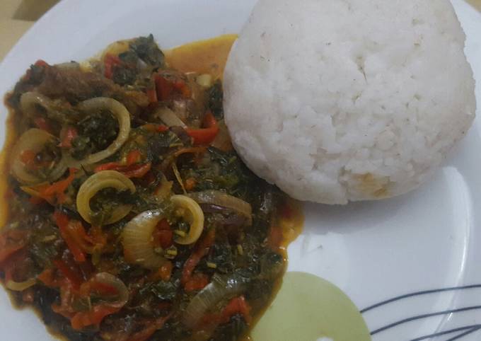 Tuwon shinkafa with fried ogu leaf Recipe by Aishat Abubakar - Cookpad