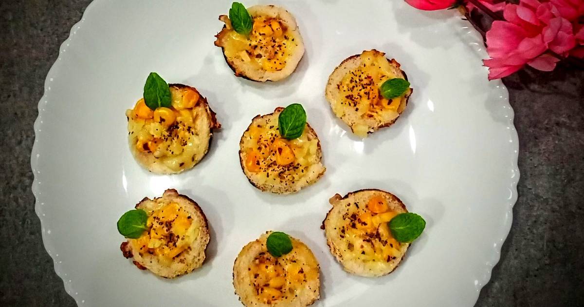 Mini garlic corn canapes Recipe by Neha Dua - Cookpad