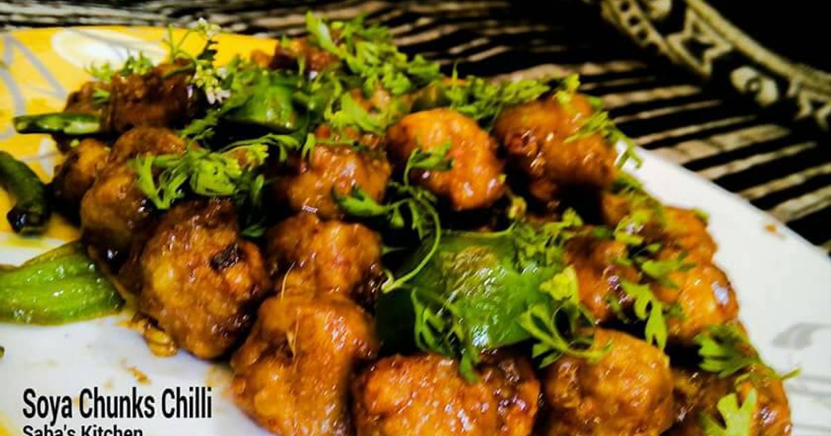 Soya Chunks Chilli Recipe by Saba Firoz Shaikh - Cookpad