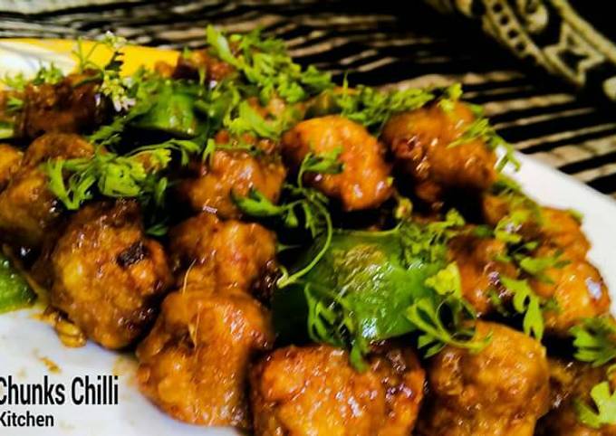 Soya Chunks Chilli Recipe by Saba Firoz Shaikh - Cookpad