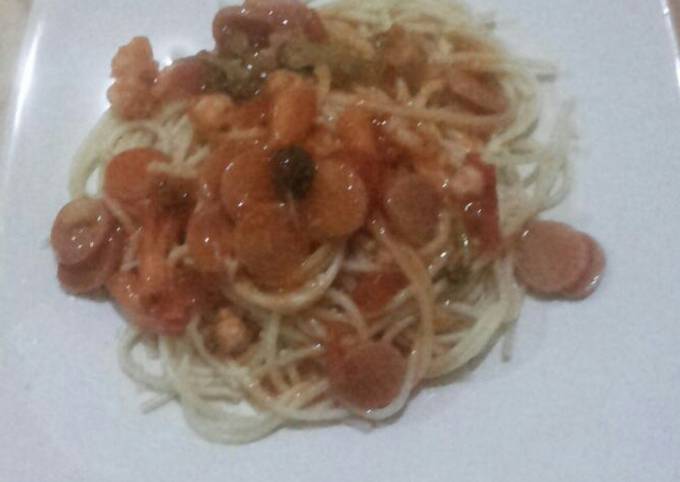 Resep Spaghetti udang sosis oleh UKE MAHARANI DEWI - Cookpad