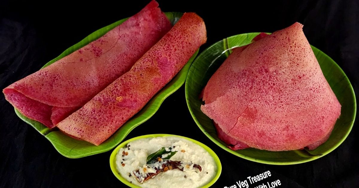 Beetroot Pink Topi Dosa Recipe by Manisha Sampat - Cookpad