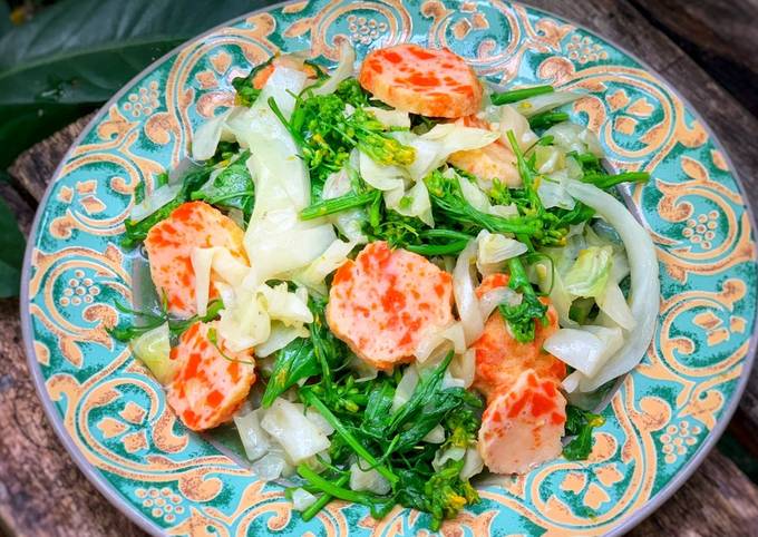 Resep Ca Bunga Sawi With Salmon Ball oleh tri rahayu imansyah - Cookpad