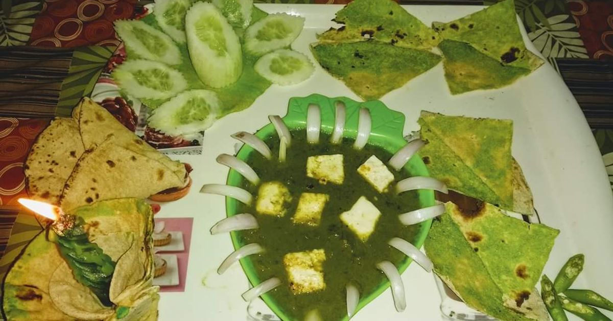 Palak Paneer With Palak Roti Recipe by Rakhi Asthana - Cookpad