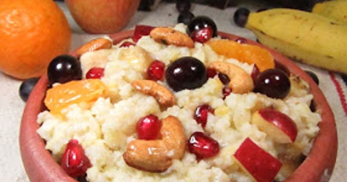Varagu Pongal With Fresh Fruits / Kodo Millet Fruits Pongal Recipe by ...