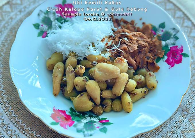 Resipi Ubi Kemili Kukus Cicah Kelapa Parut & Gula Kabung oleh Sesimple ...