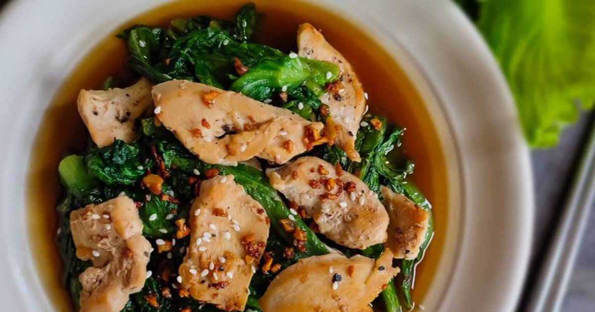 Resep Lettuce with Oyster Sauce & Pan seared Chicken oleh Amanda Garden ...