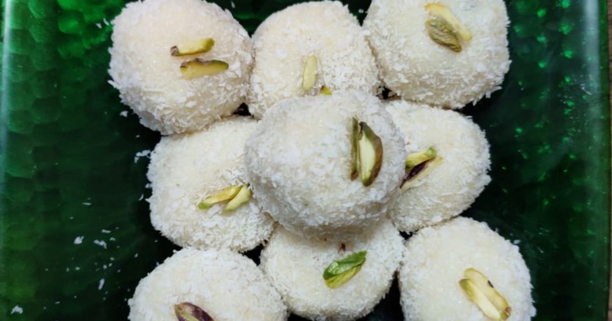 Girihetfashion G d દ્વારા રેસીપી કોકોનટ લડડું(Coconut Laddu) Golden ...