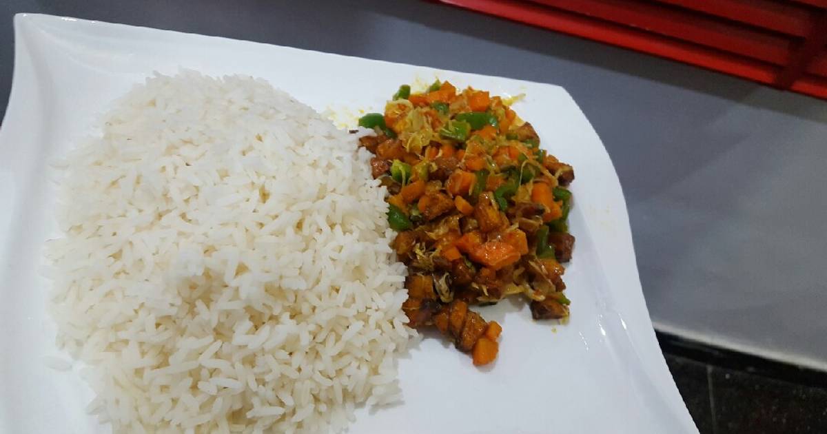 White rice with vegetable and plantain stew Recipe by Leemahs_munch ...