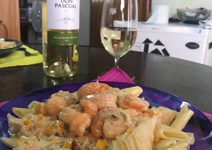 Mostacholes con salsa de Camarones Receta de Ismael Sardi- Cookpad