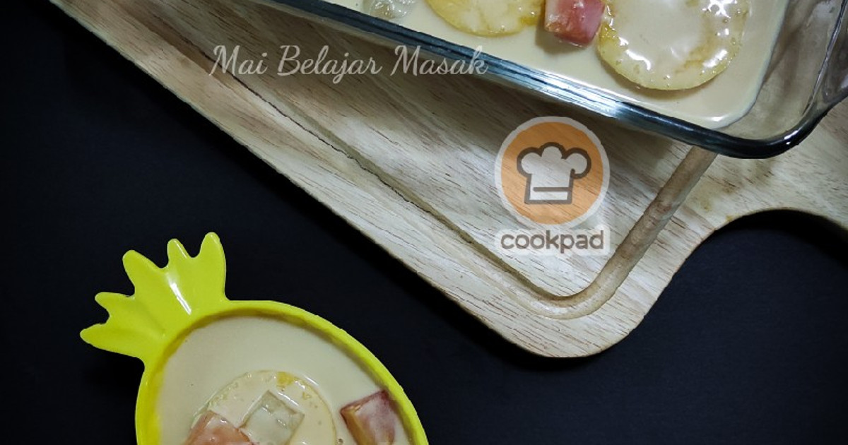 Resipi Puding Kastard Berkuah Koktail Berkrim oleh Maisarah Mamat - Cookpad