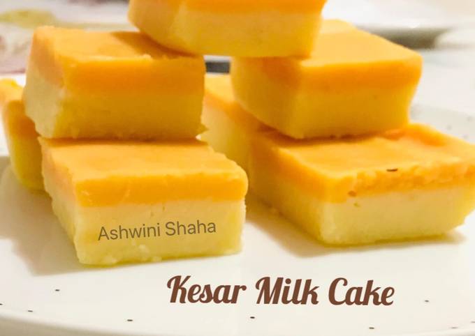 Kesar Milk Cake Recipe by Ashwini Shaha - Cookpad