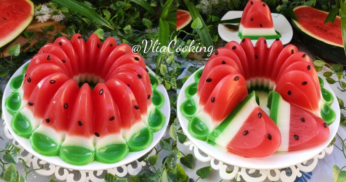 Resep PUDDING SEMANGKA Sweet & Fresh | Watermelon Pudding oleh Vlia ...