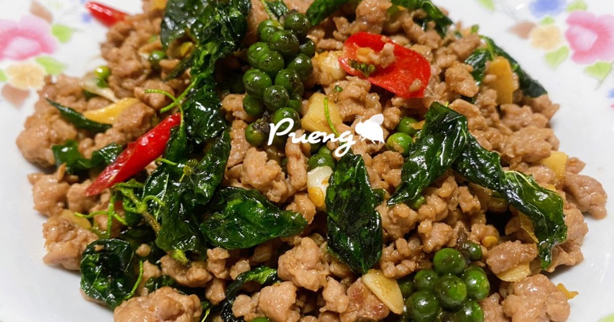 สูตร กะเพราหมูสับผัดพริกไทยอ่อน🌶🍃 โดย Kaw kham to by Pueng (ข้าวคำโต) - Cookpad