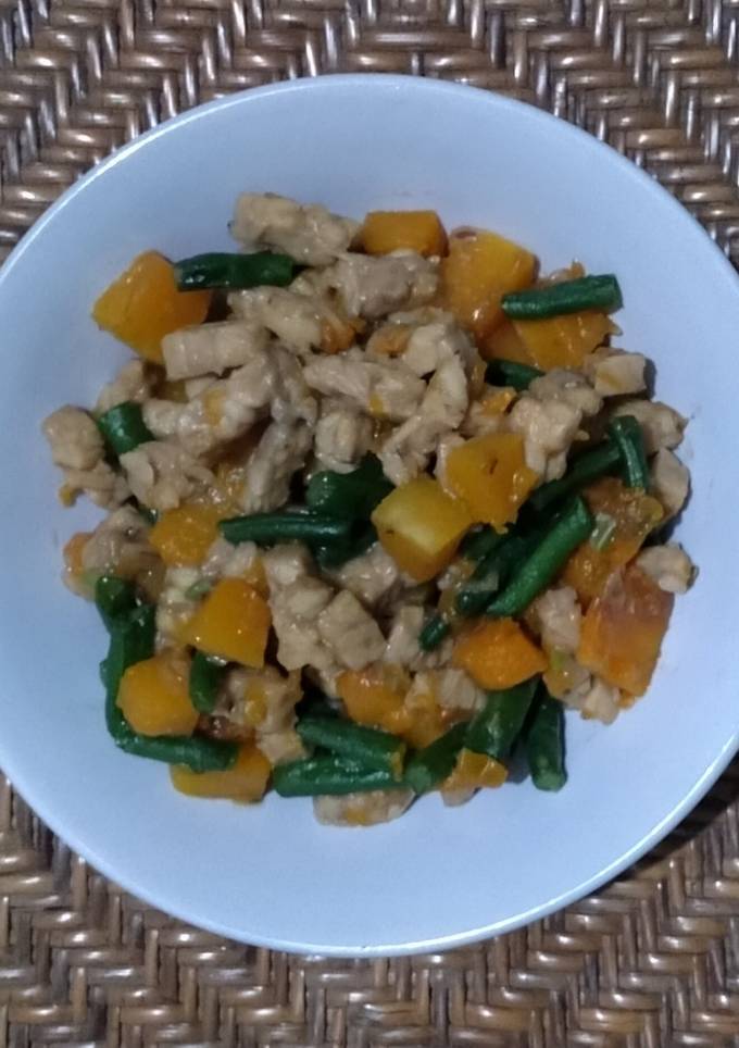 Resep Sayur Labu Kuning Kacang Panjang Vegan oleh Lusiani - Cookpad