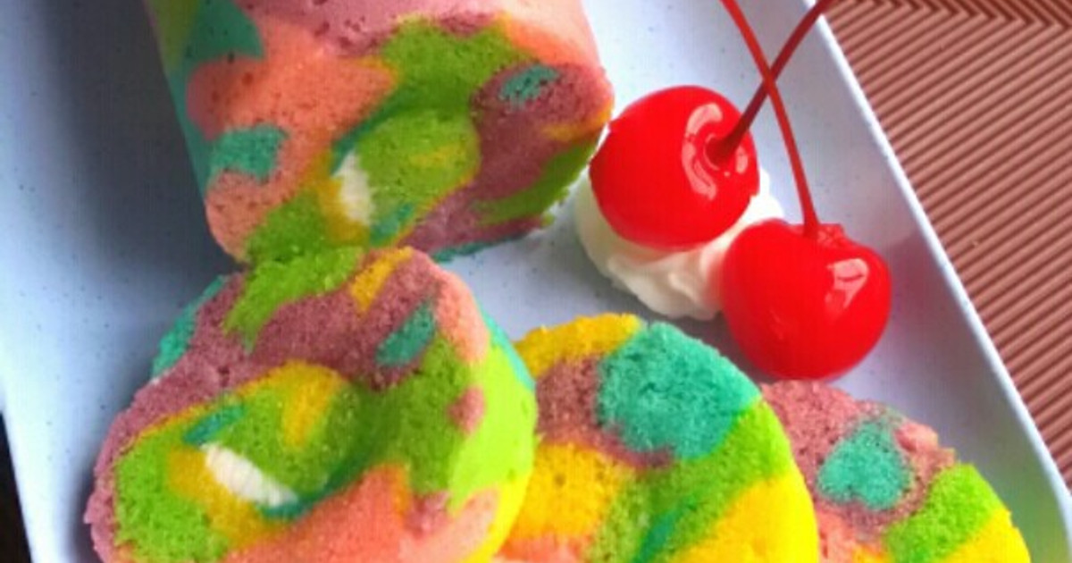 Resep Rainbow Mini Roll Cake oleh Nia Syifa - Cookpad