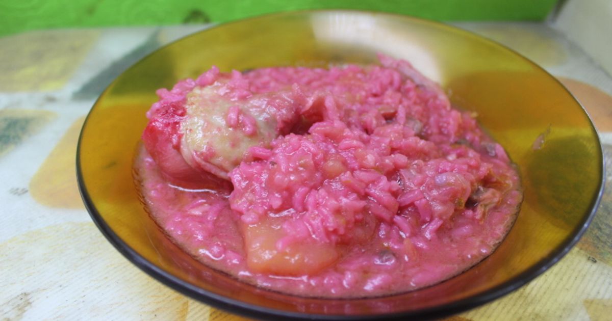 Arroz Rosa Con Jamoncitos De Pollo Receta de jorbasmar- Cookpad