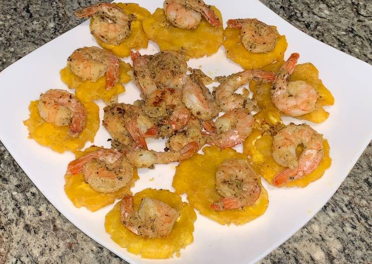 Tostones con camarones Receta de Solange- Cookpad