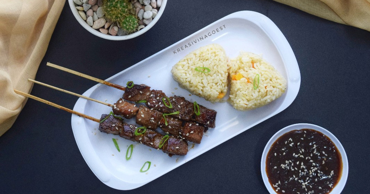 Resep Sate Ikan Teriyaki Dan Butter Rice oleh kreasivinagoest - Cookpad