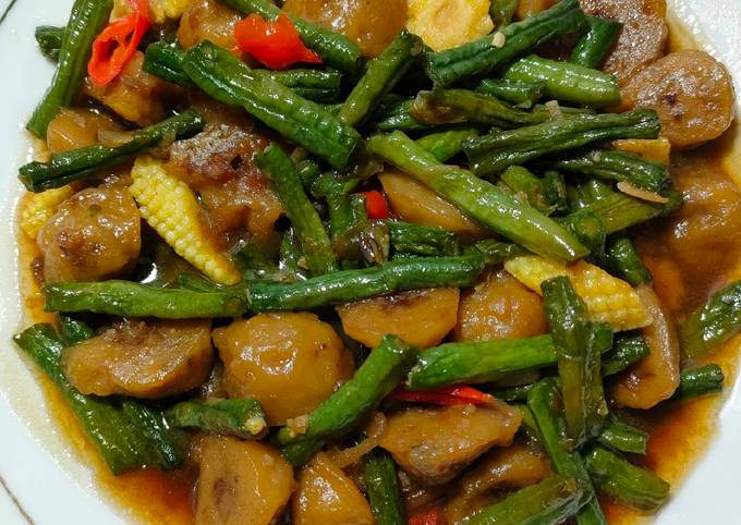Resep Oseng Kacang Panjang Bakso Putren oleh Key - Cookpad