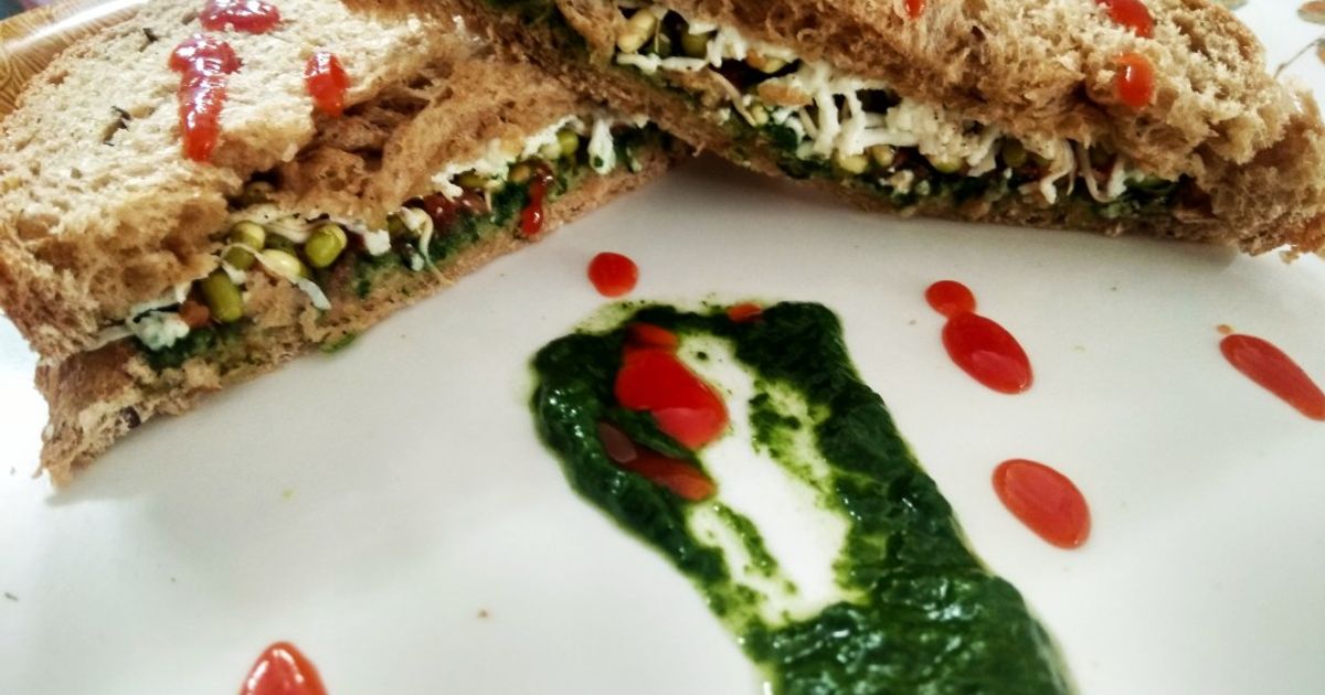 Spinach And Sprout Cheese Sandwich Recipe by Dr. Sharda Sharma - Cookpad