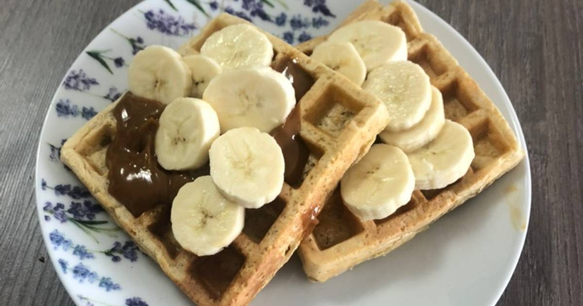 Waffles con plátano y manjar Receta de Dagoberto- Cookpad
