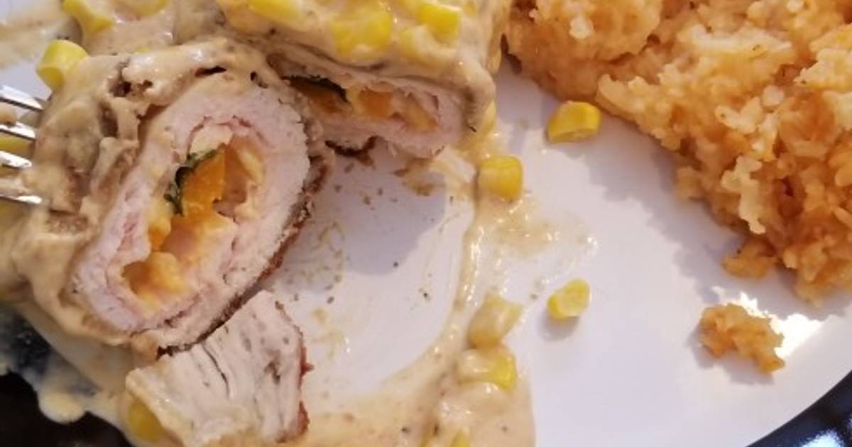 Pechugas rellenas con crema de chipotle Receta de Nancy Estrada- Cookpad