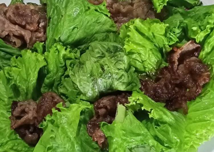 Cara Membuat maknyus BBQ Korea bungkus daging dgn daun🍃aka Sangchu-ssam
