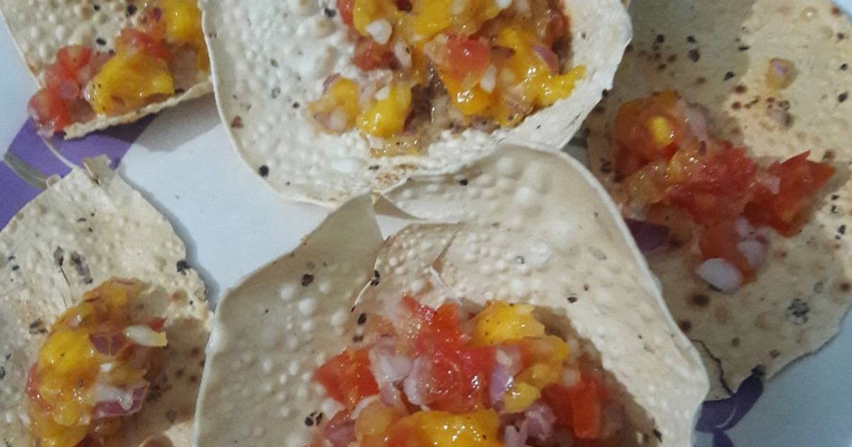Mango salsa in papad basket #summer flavours #savoury Recipe by Mrk ...