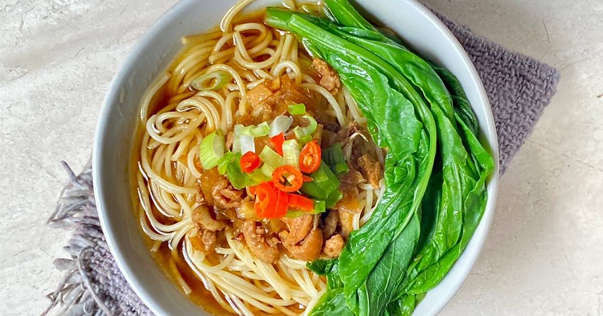 Resep Spaghetti Mie Ayam Kuah Kecap oleh anif agustina - Cookpad