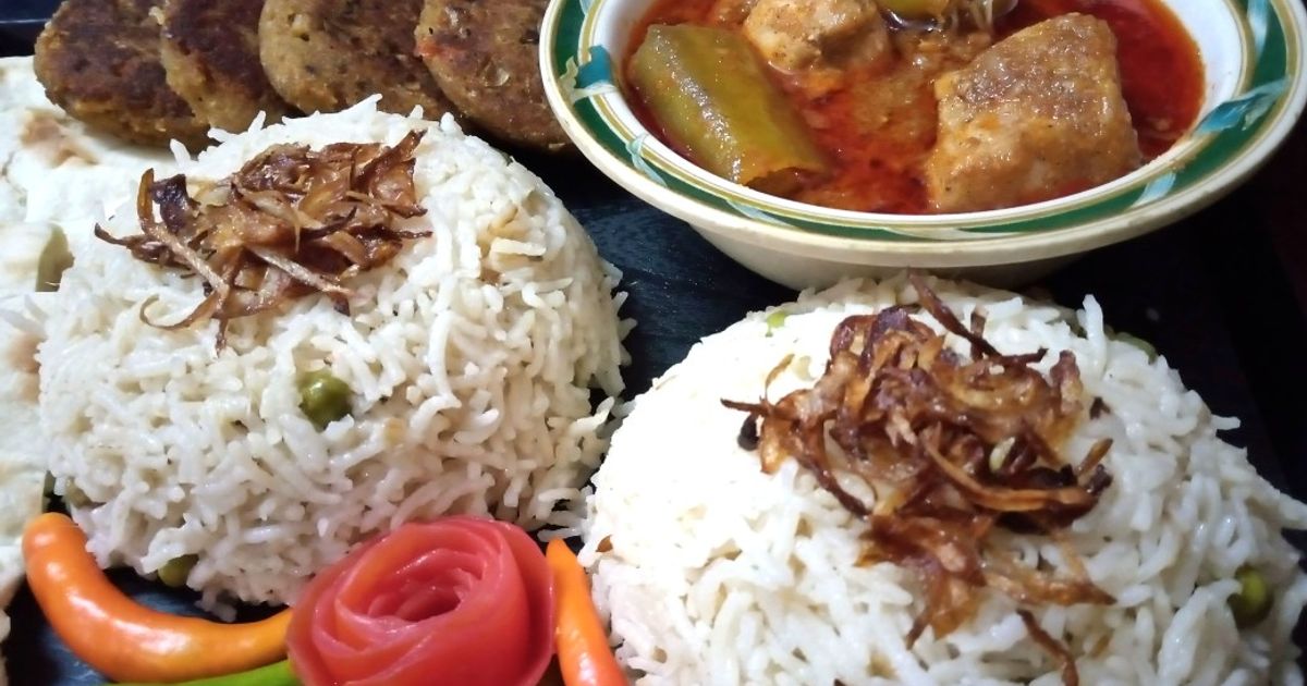 Matar Pulao Achaar Gosht Shami Kabab Recipe by Hina Ibrahim - Cookpad