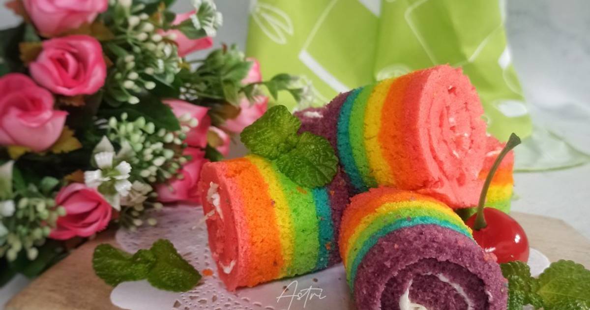447 resep roll cake rainbow enak dan mudah - Cookpad