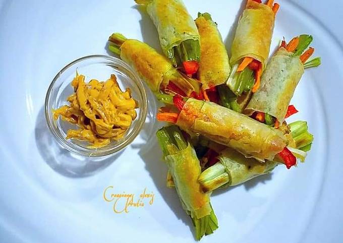 Rollitos crujientes de masa filo árabe con cuatro vegetales Receta de ...