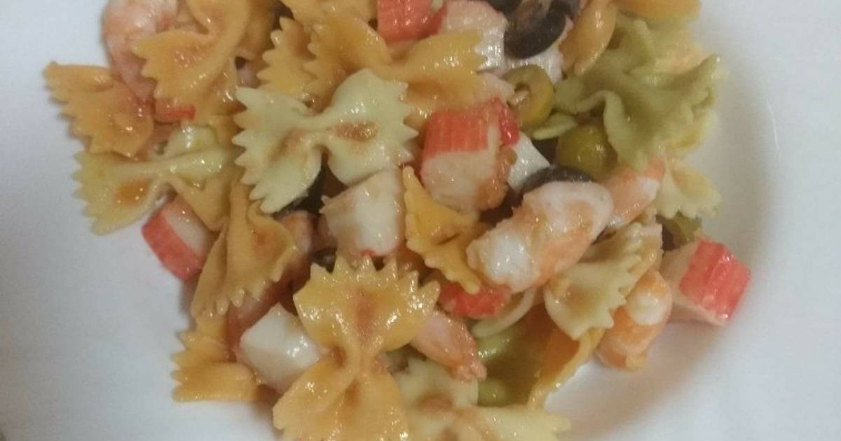 Ensalada de pasta con marisco, queso y vinagreta de orégano Receta de ...