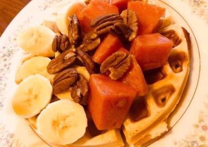 Waffles con fruta Receta de macorose66- Cookpad