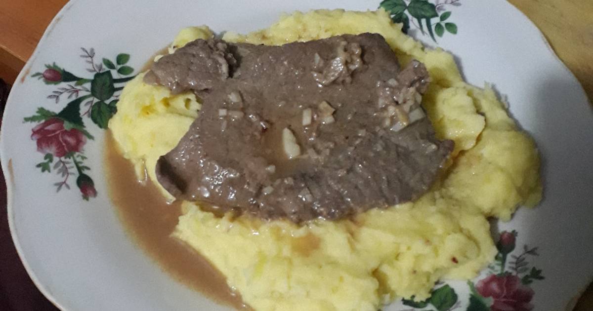 Puré con bistec Receta de gisella- Cookpad
