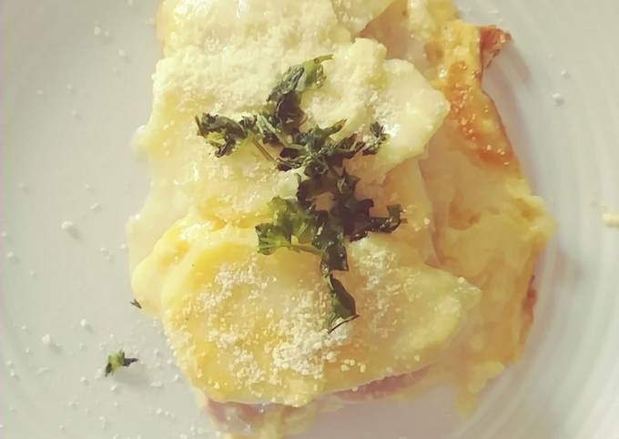 Papas gratinadas con jamón Receta de Jennifer de Marroquín- Cookpad