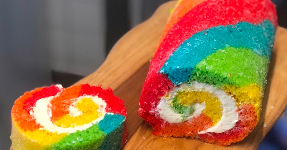 Rainbow Swiss Roll Recipe by Katie Davies - Cookpad
