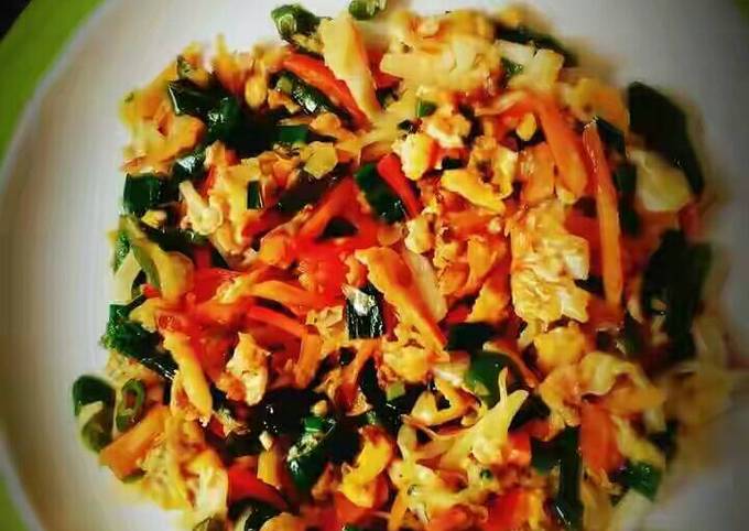 Resep Orak arik telur sayur cabai hijau oleh Eni ainie - Cookpad